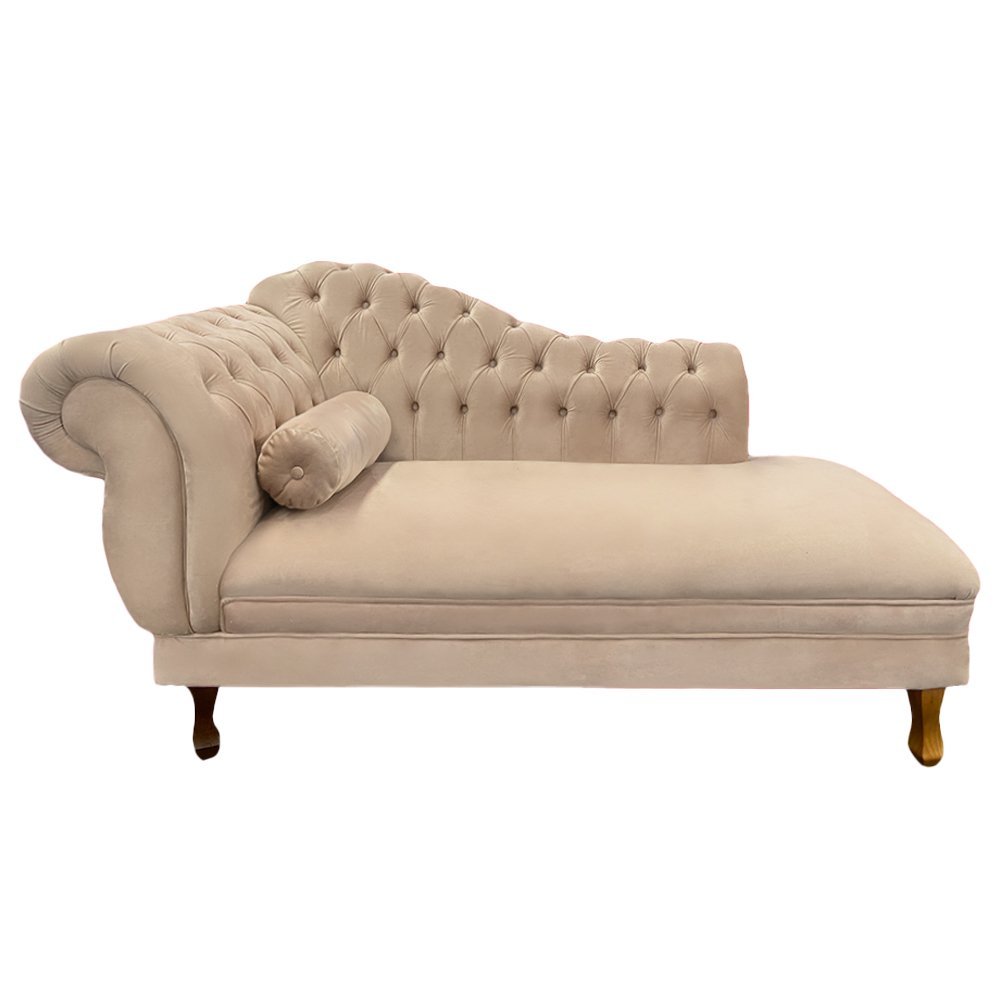 Recamier Barcelona 1,40 Suede Bege - Malessa Decor | MadeiraMadeira