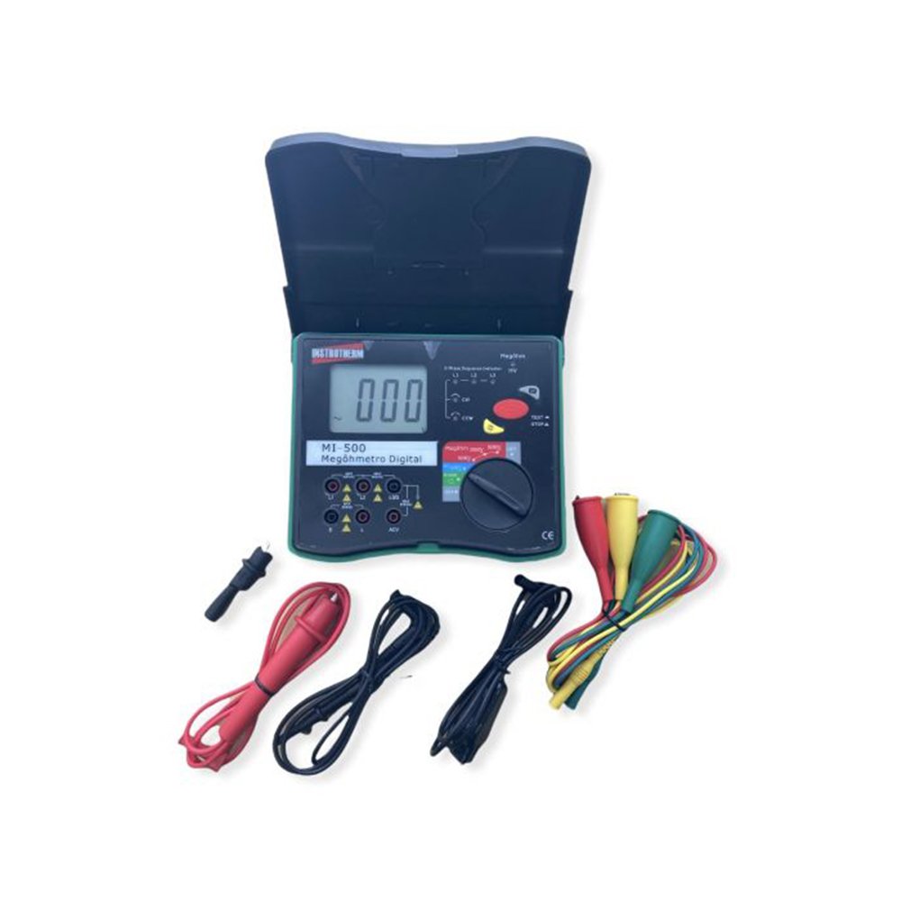Megôhmetro Digital Faixa 5000v 200 Gigaohm Mi-500 Portátil Com Maleta ...