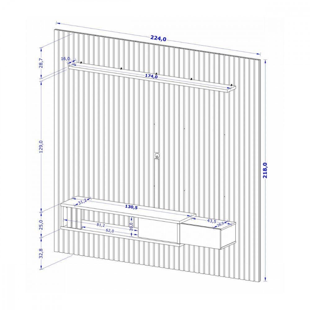 Painel Cancun Tv até 85 Polegadas Ripado Naturalle Off White Off White ...