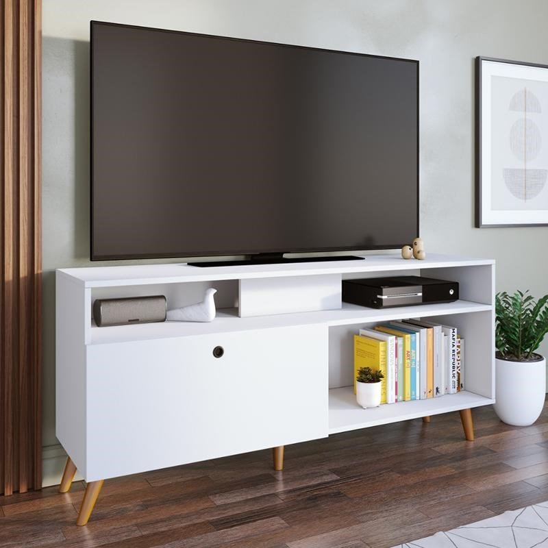 Rack Bancada Montreal Branco Acetinado para TV até 42” - Peternella ...