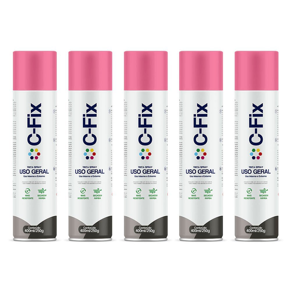 Kit 5 Tintas Spray Rosa Uso Geral Interno/xterno 400ml C-fix ...