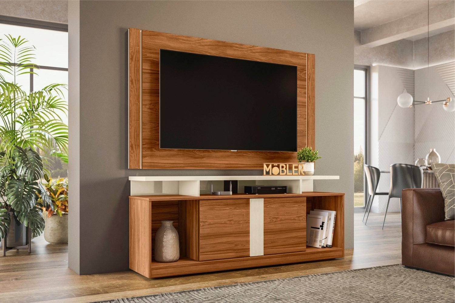 Home para TVs até 65 Polegadas Dunk Cinamomo Off-White | MadeiraMadeira