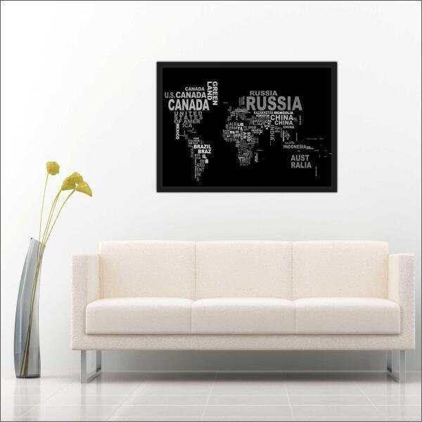 Quadro Decorativo Mapa Mundo Decoração Com Moldura Tt04 | MadeiraMadeira