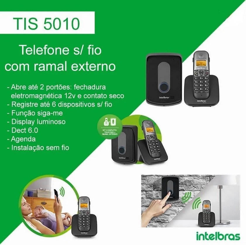 Interfone Sem Fio Wireless Intelbras 2 Ramais Externos e Fechadura ...