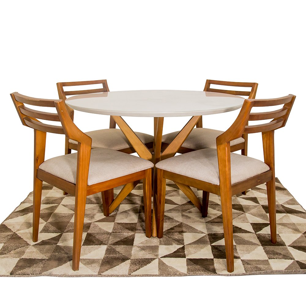 Jogo de mesa redonda para sala de jantar mesa de 110cm e cadeiras ...