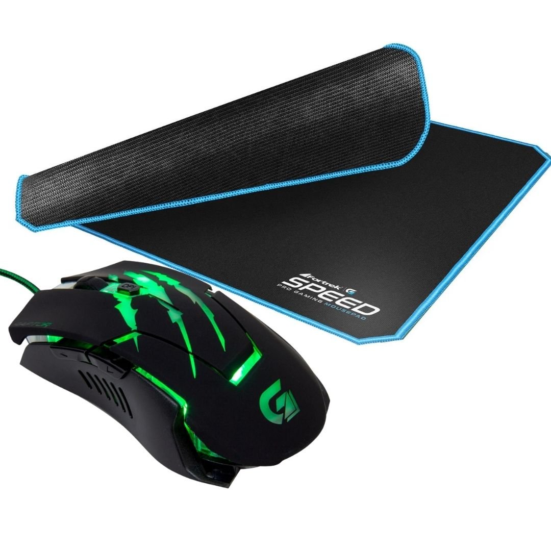 Mouse Gamer Raptor 3200DPI USB Fortrek + Mouse Pad Speed 440x350mm ...