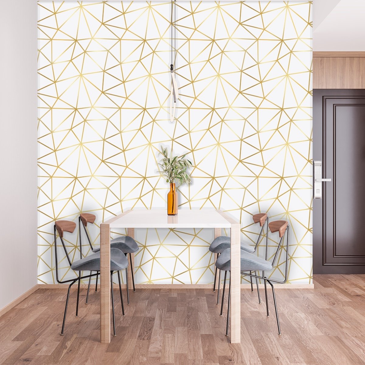 Papel de Parede Quarto Triângulos Branco Auto Colante 6m | MadeiraMadeira