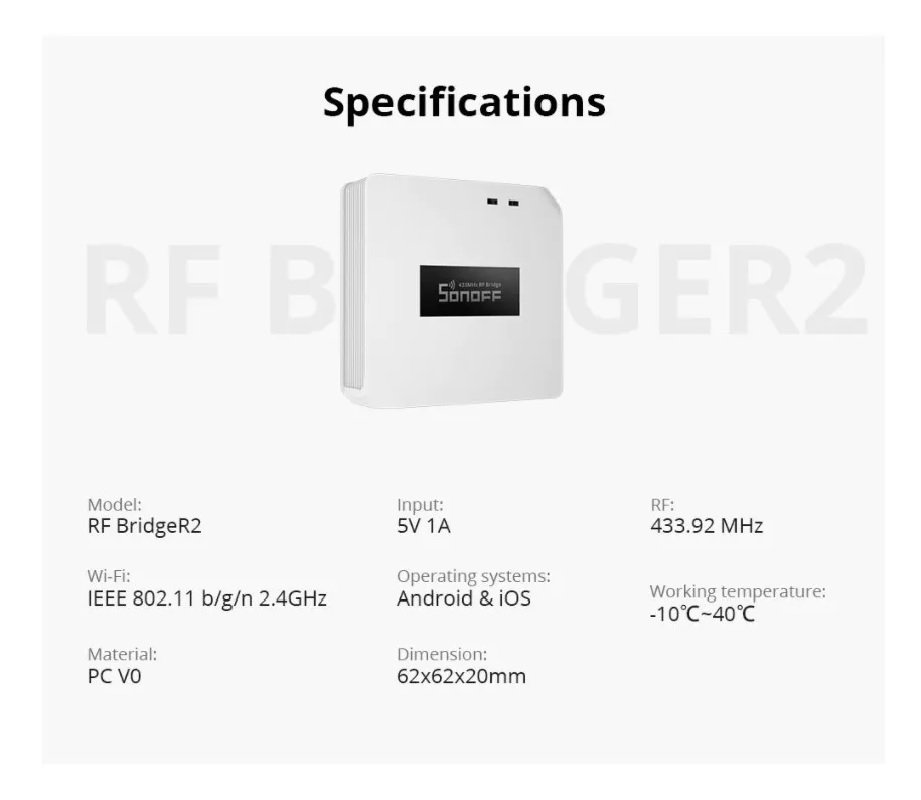 Sonoff Rf Bridge R2 Hub 433mhz Nova Versão | MadeiraMadeira