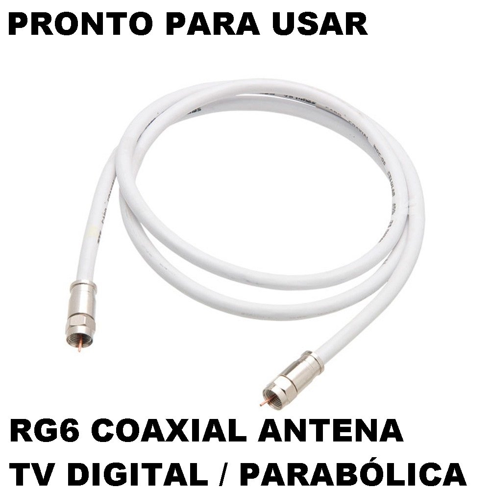 Cabo Coaxial Rg6 2 Metros 75Ohm Com Conectores | MadeiraMadeira