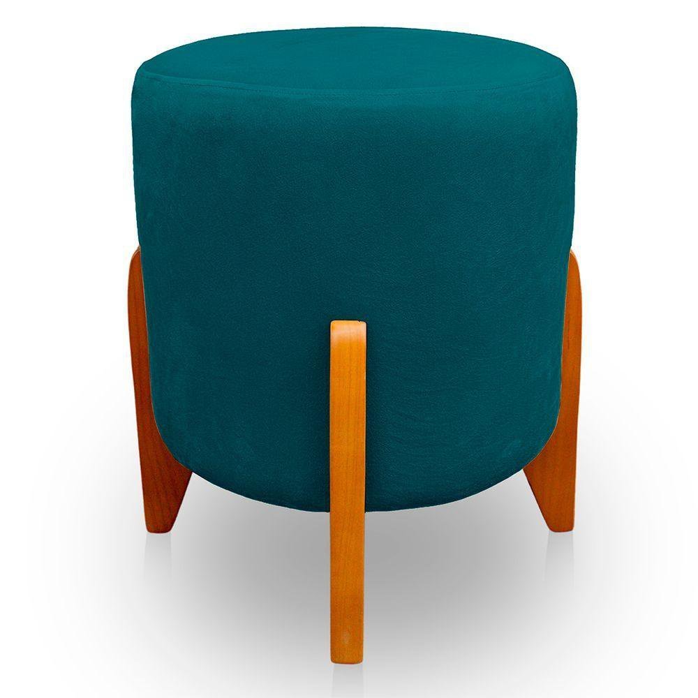 Puff Cilindro Thor Suede Cor Azul Turquesa | MadeiraMadeira