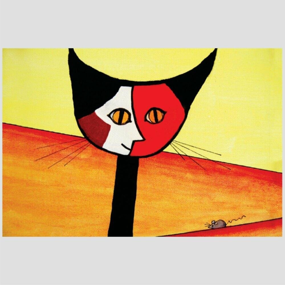 Quadro Picasso El Gato Vinil Moldura Branca 30X20Cm | MadeiraMadeira