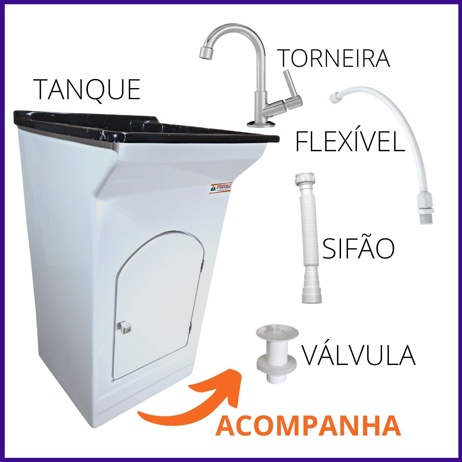 Tanque de Lavar Roupa 20L 100% Fibra com Torneira de Bancada Tanque ...