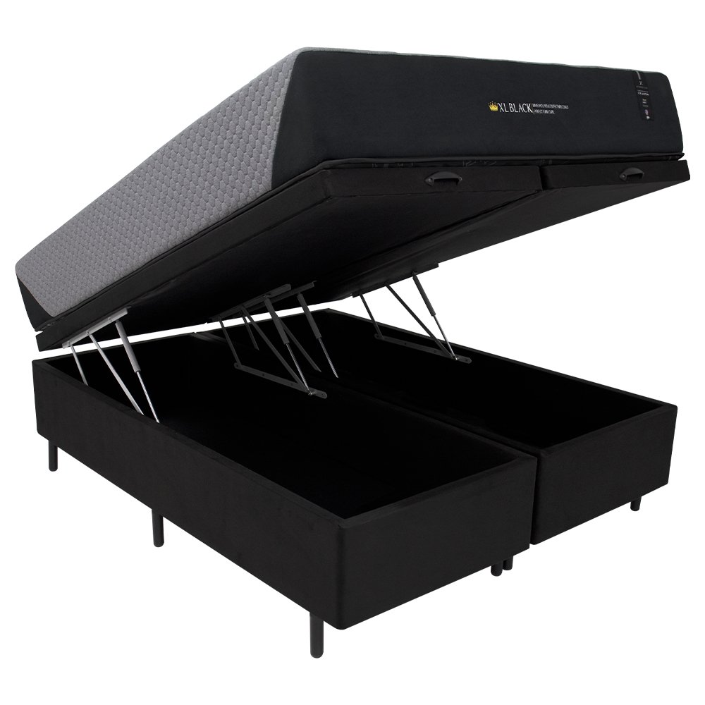 Cama Box Baú com Colchão King Size XL Black King Koil 193x203 ...