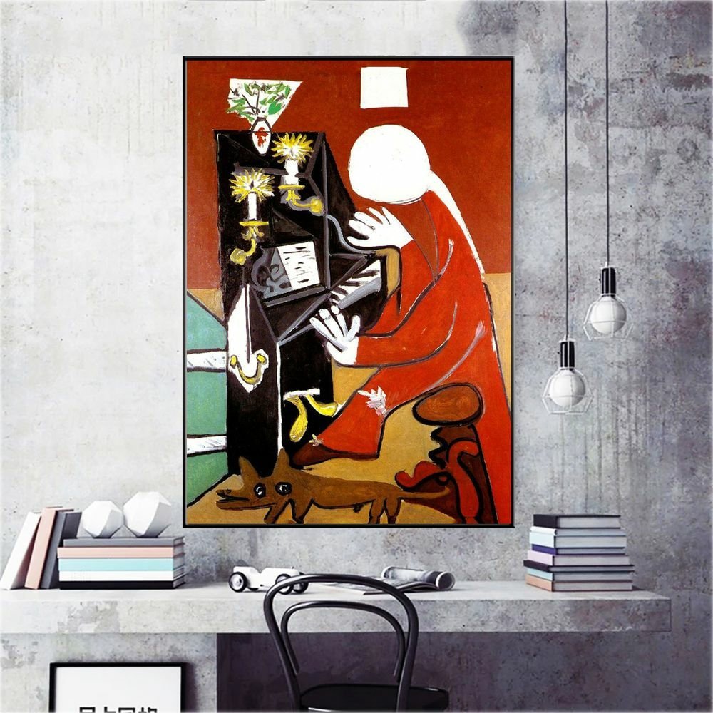 Quadro Decorativo Pablo Picasso o Piano:60x40 cm/PRETA | MadeiraMadeira