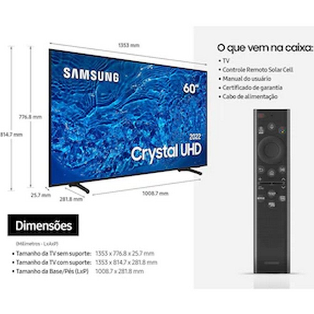 Smart Tv 60 Polegadas Crystal UHD 4K UN60BU8000GXZD Samsung ...