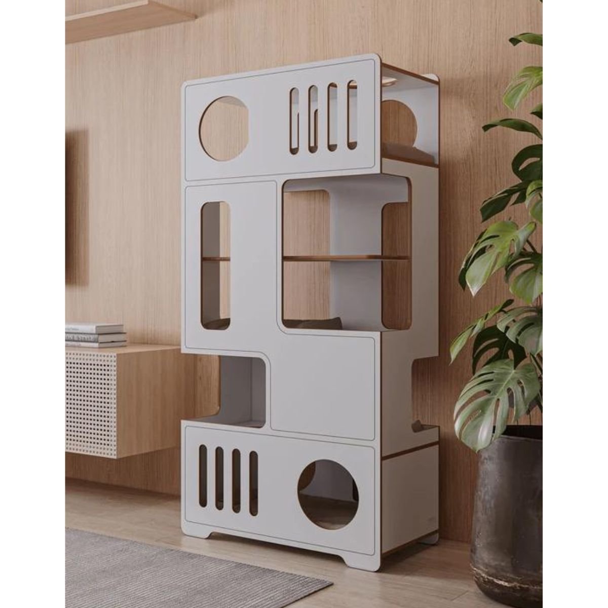 Torre para Gatos Grandes Branca com Colchão Ferpa Design | MadeiraMadeira