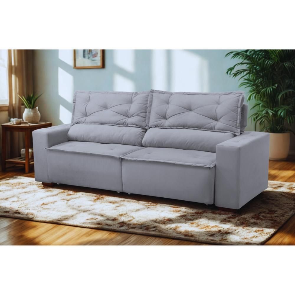 Sofá Retrátil e Reclinável 3 Lugares com Molas 1,80m Lima Suede Mirra ...
