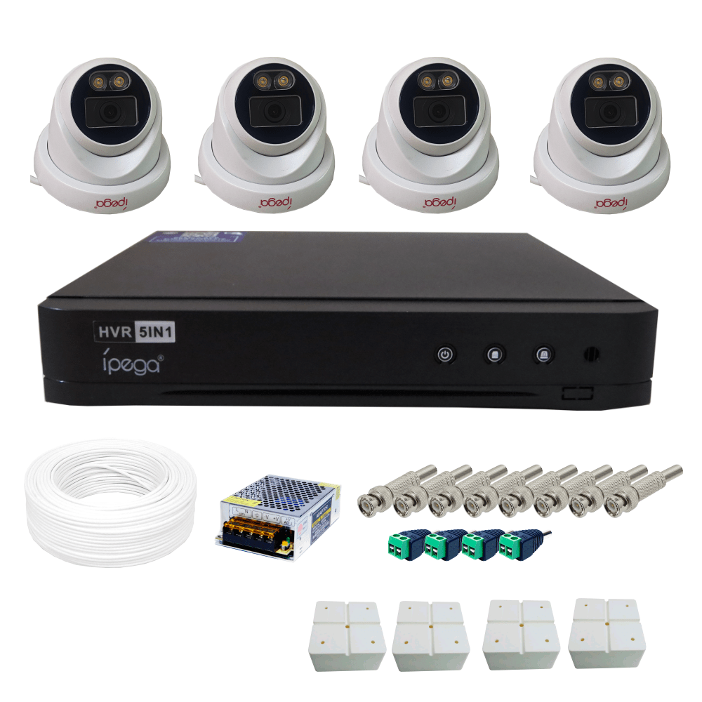 Kit completo 4 câmeras de segurança FullHD 1080P Ípega KP-CA167 + Dvr ...
