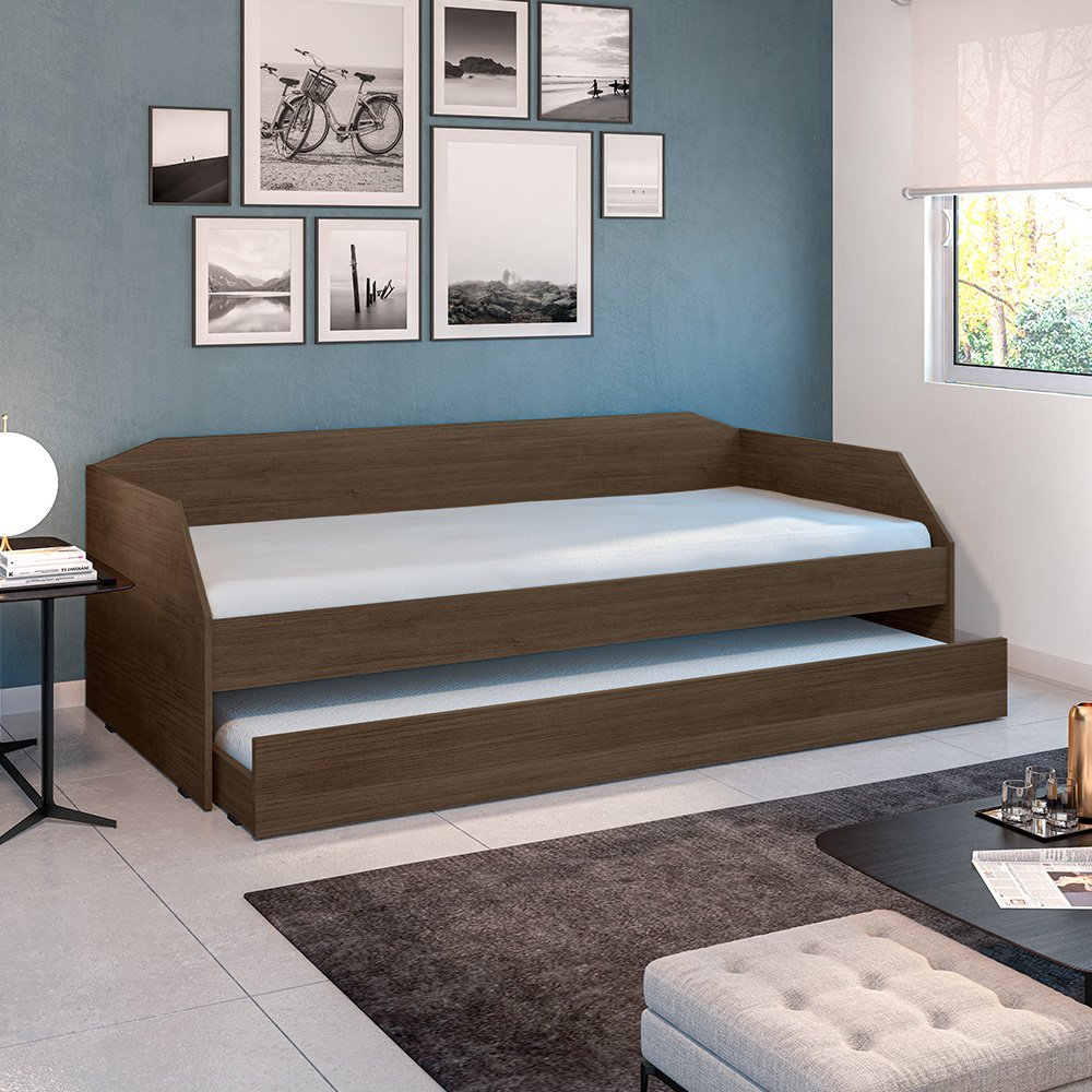 Bicama Solteiro Duo com Cama Auxiliar em Mdf Premium Imbuia ...