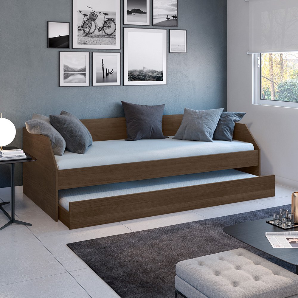 Bicama Solteiro Duo com Cama Auxiliar em Mdf Premium Imbuia ...