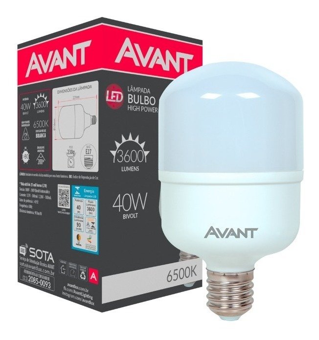 Kit 50 Lâmpada Led Bulbo E27 40w 6500K Bivolt Branco Frio Avant | MadeiraMadeira