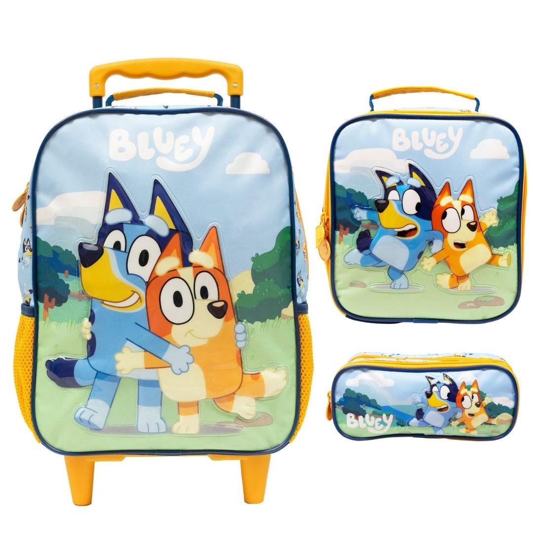Mochila Infantil de Rodinha Carrinho Bluey 10890 c/ Lancheira Ref.10894 ...