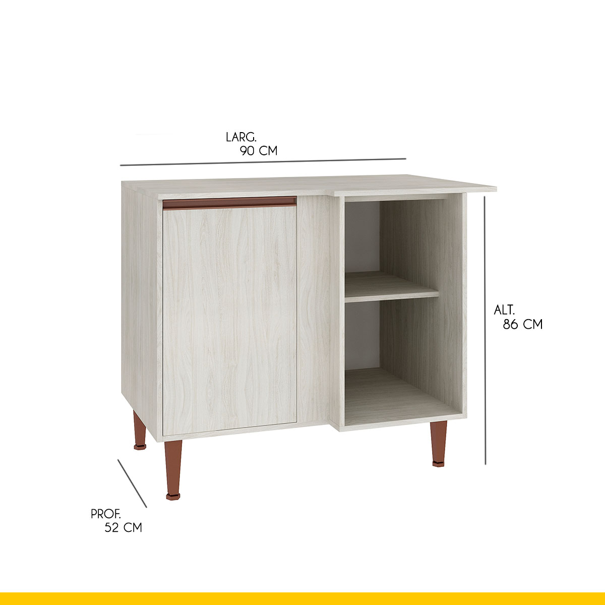 Balcão de Canto com 1 Porta para Cozinha 90 x 86 Cm New MDP Legno ...