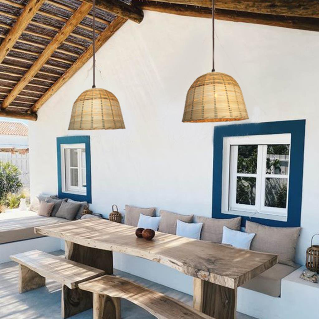 Pendente Rustico de Palha Artesanal Fibra Natural E27 Trancoso Nat19 ...