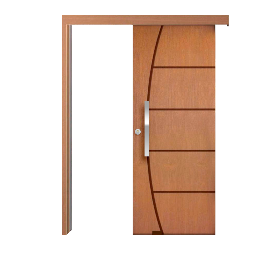 Porta de Correr Madeira 210x80 Frisada com Fechadura e Puxador Pontokit ...