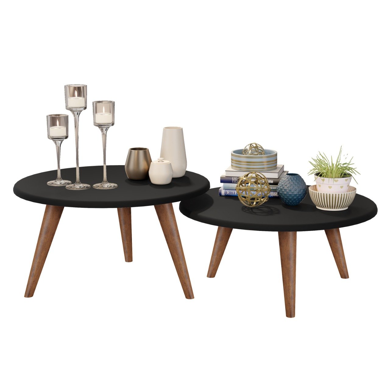Conjunto Mesa De Centro Isis - Preto | MadeiraMadeira