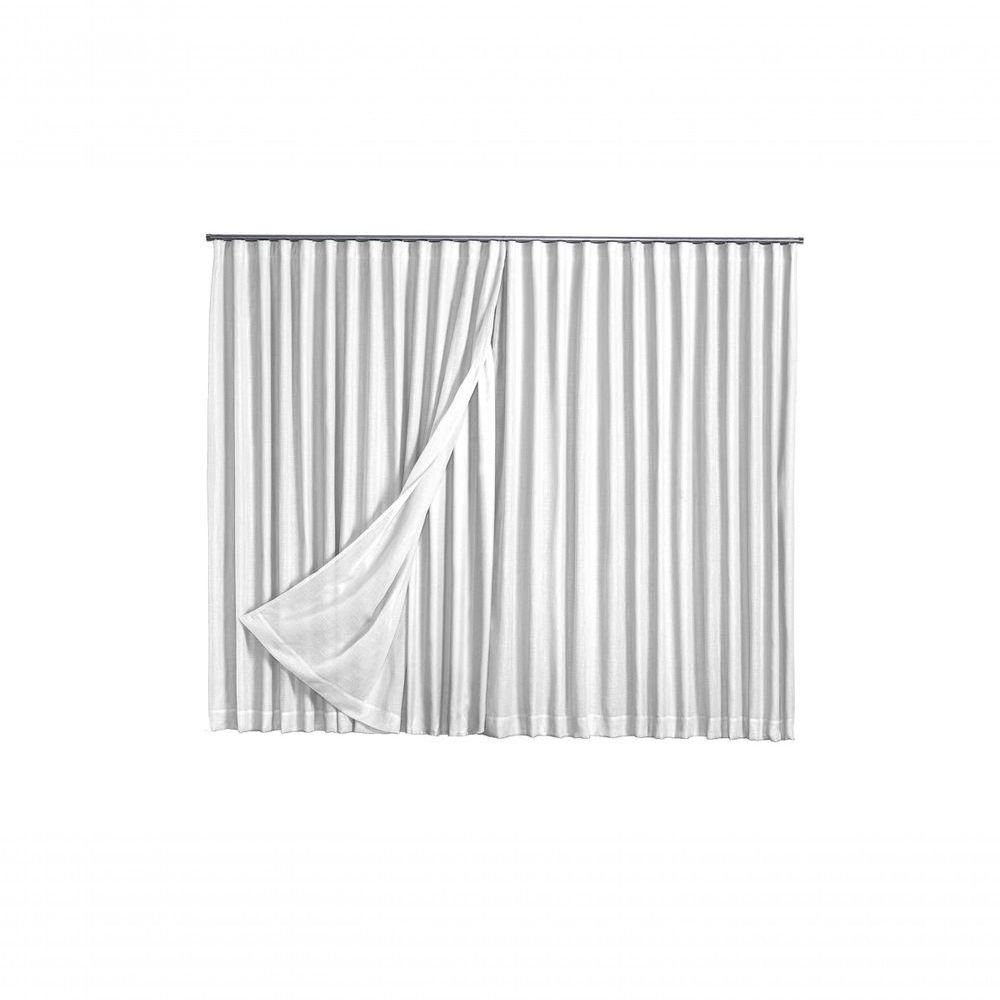 Cortina Microfibra com Linho 5,00x2,80 para Trilho Duplo Branco ...