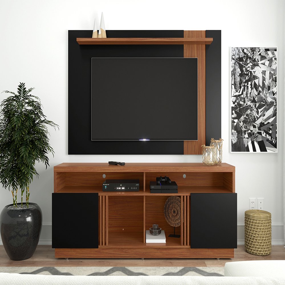 Bancada Moscou Rack + Painel Extensivo Madrid para TV até 70 Polegadas ...