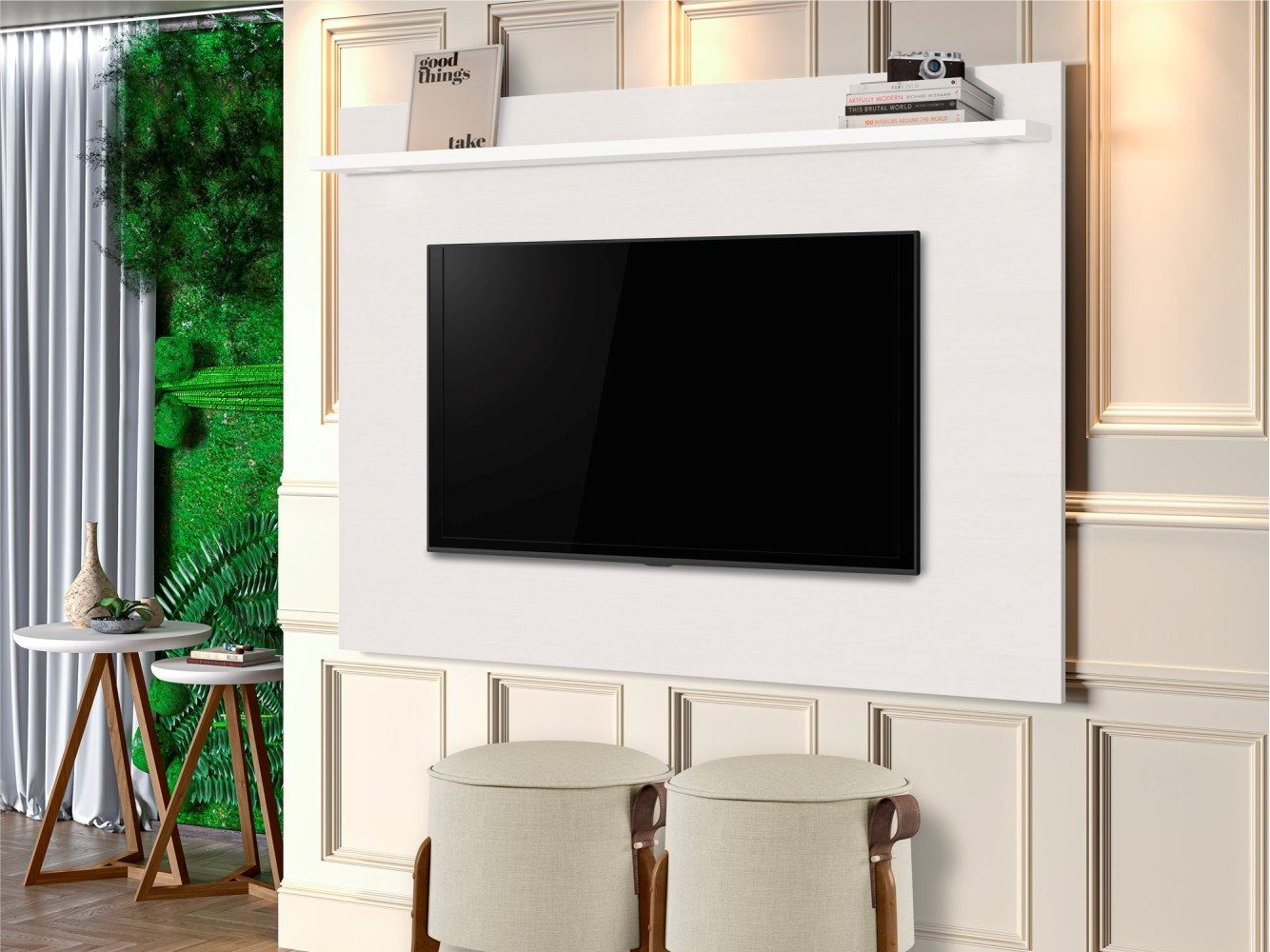 Painel para TV 1.6 Justin Branco com Led | MadeiraMadeira
