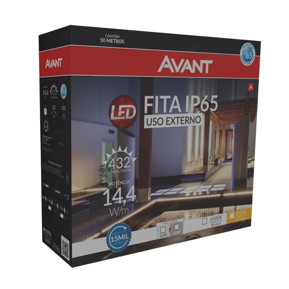 Fita de Led Externa com 50 Metros Avant AM3000K Amarela 127V ...