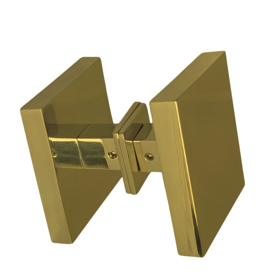 Puxador Duplo Quadrado 3091 10 X 10 Cm Vesfer Dourado Polido ...