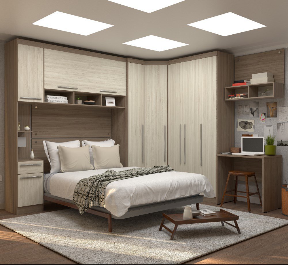 Guarda Roupa Dormitório Modulado Master Casal 1,38 m Canto c/ Mesa ...