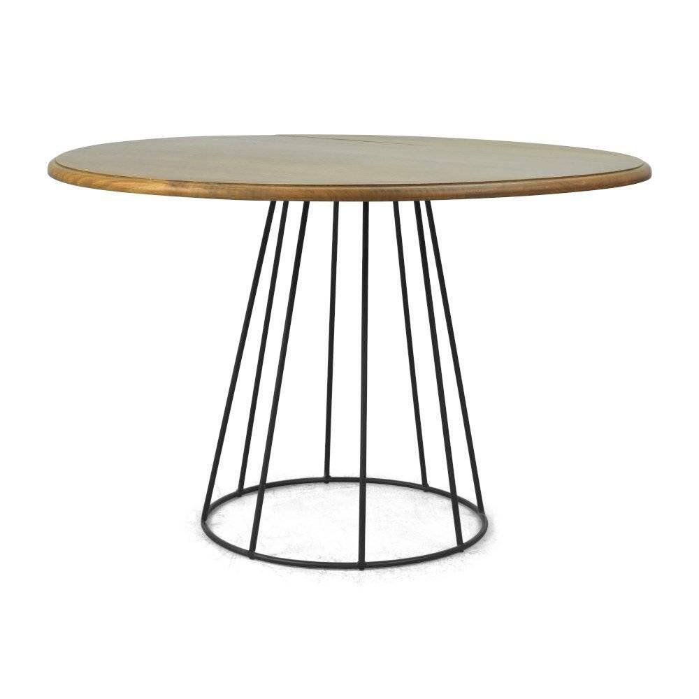 Mesa de Madeira Redonda Base Ferro 120cm Belmont - Iaza Móveis de ...