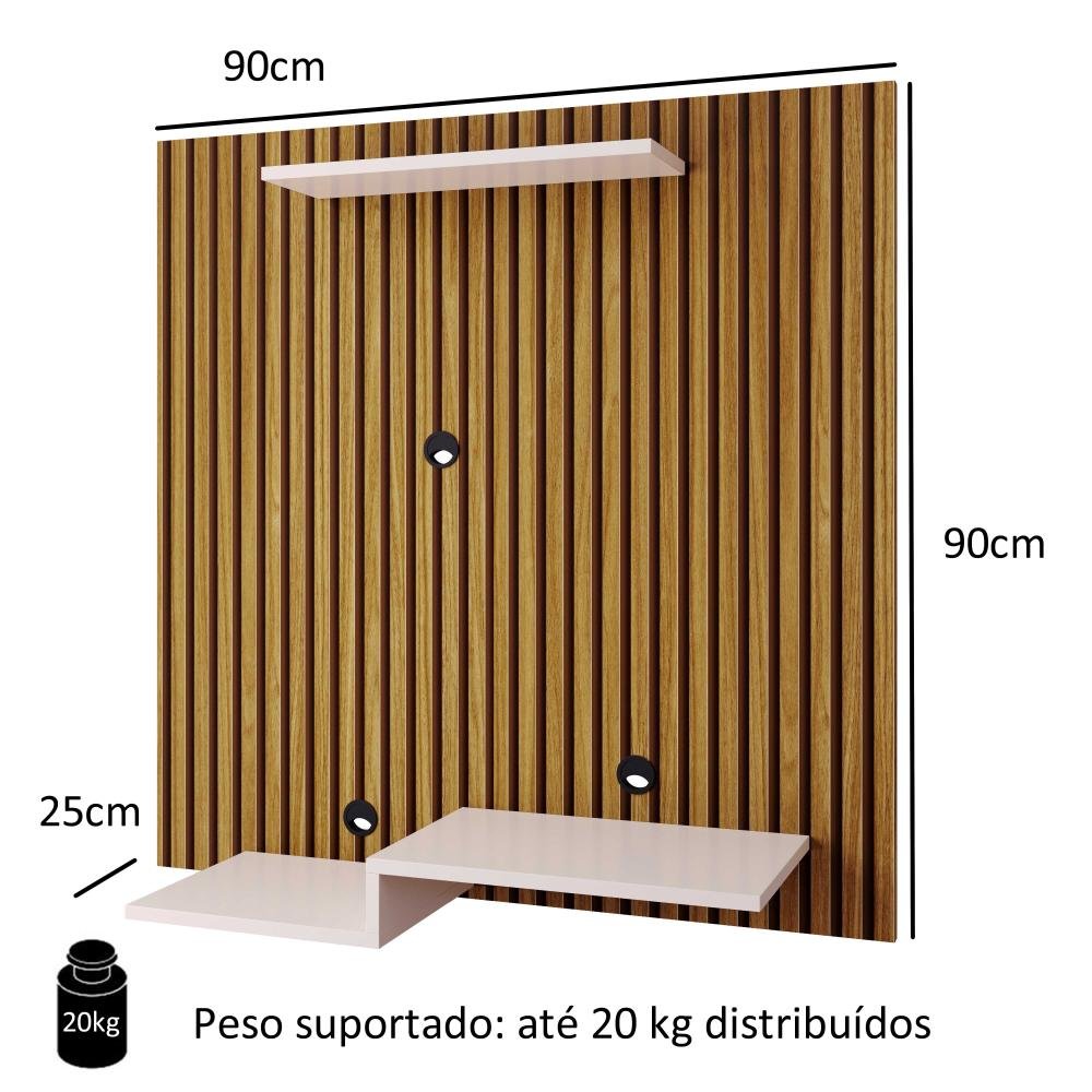 Painel Para TV Até 32 Polegadas Com Prateleiras Jet Plus - Off White/Ripado Nature - Lojas RPM ...