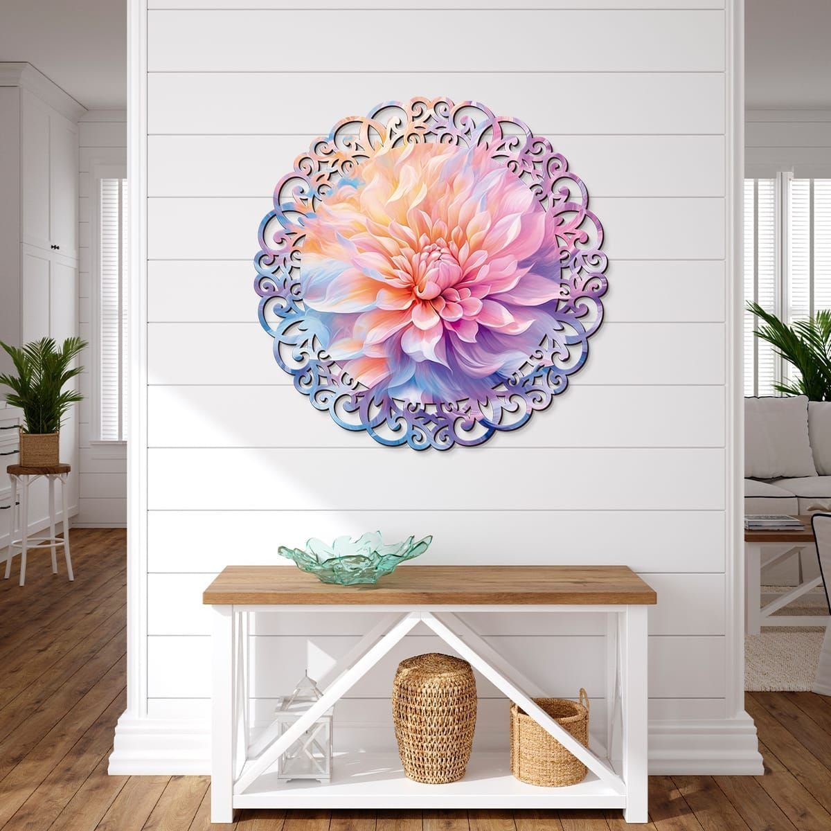 Mandala em Madeira, Impressão Uv - Flor de Seda | MadeiraMadeira