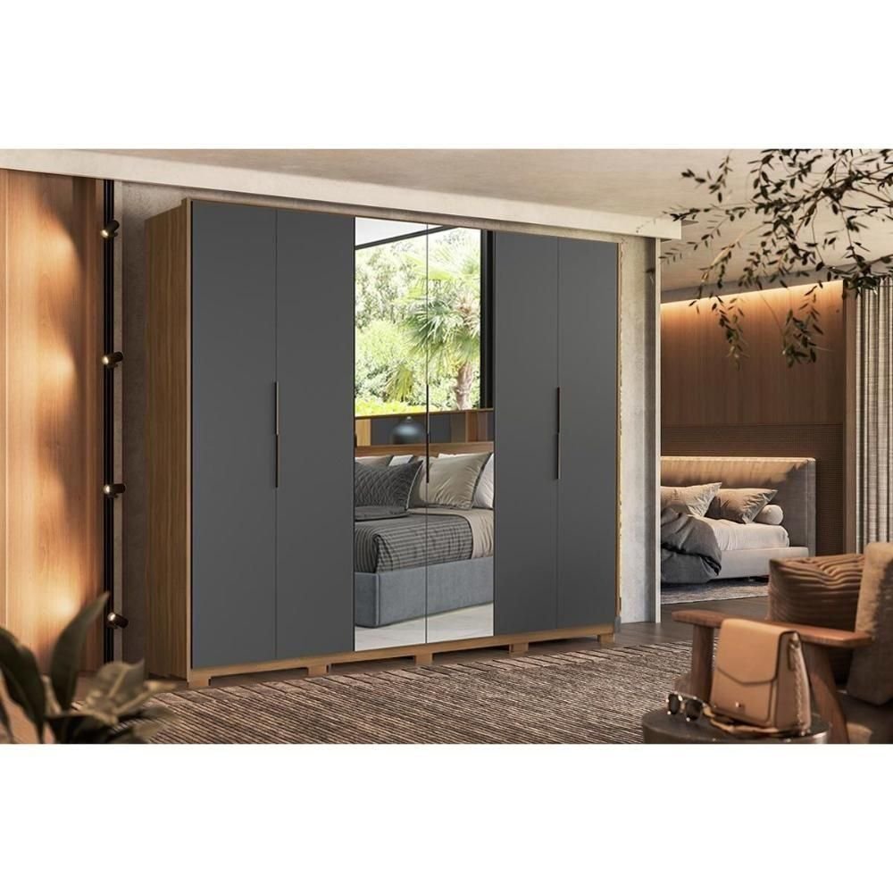 Guarda Roupa Casal 6 Portas (2 C- Espelho) e 6 Gavetas C- Pés Atrice ...