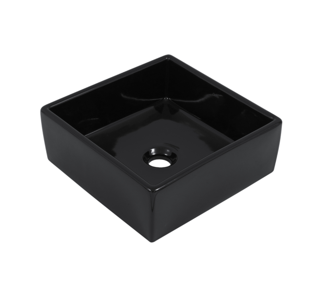 Cuba Banheiro Quadrada Preta 30cm de Apoio Icasa | MadeiraMadeira