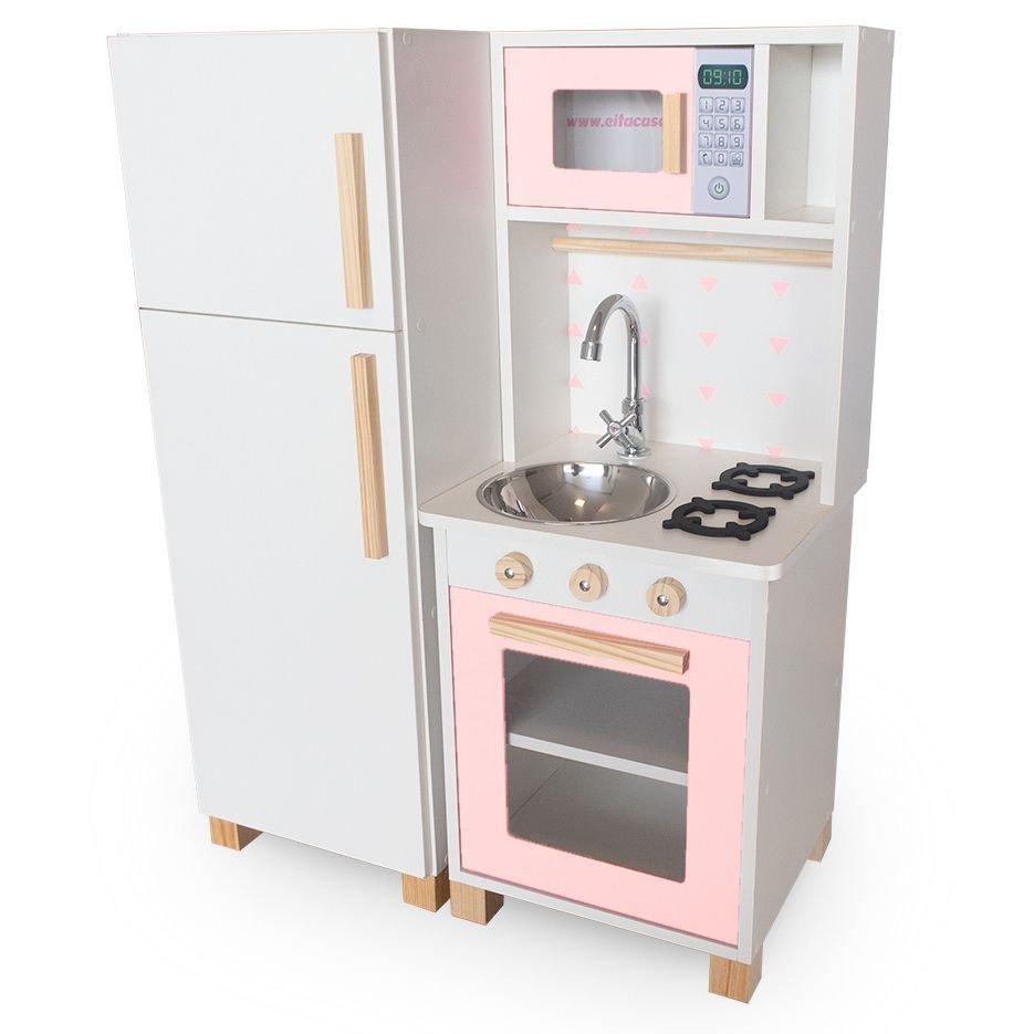 Kit Cozinha Infantil Rosa Bebê com Geladeira - Mdf Completa | MadeiraMadeira