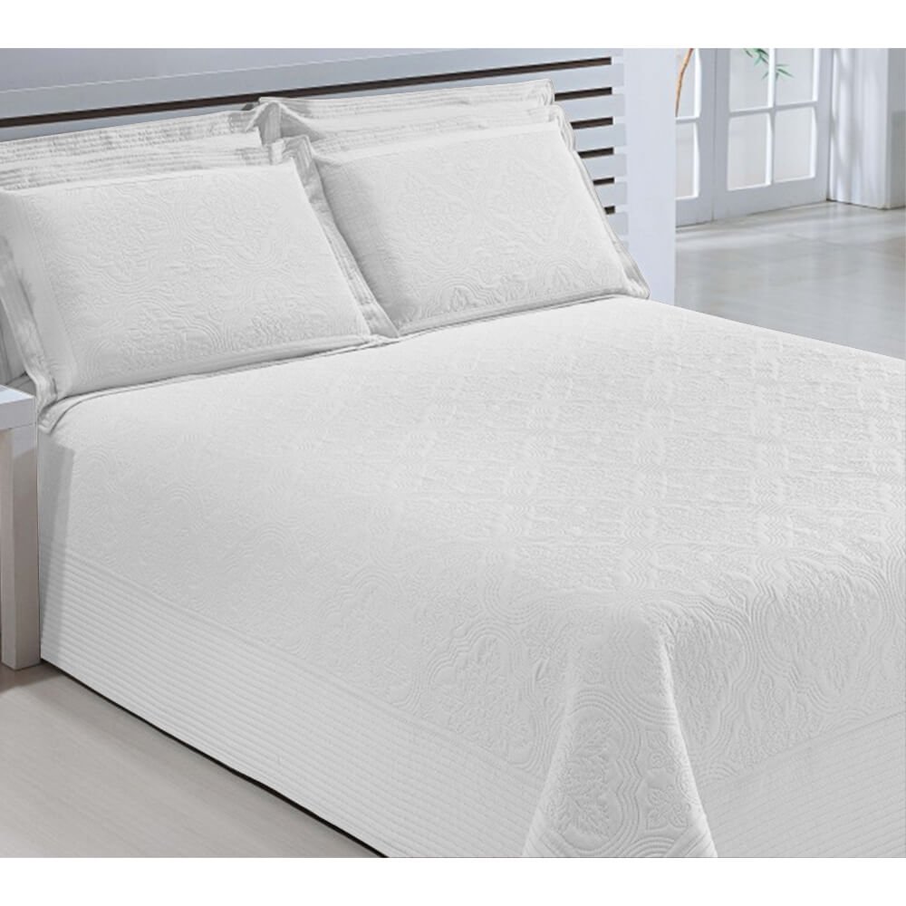 Kit Colcha Solteiro Belle Maiorca - Andreza Branco | MadeiraMadeira