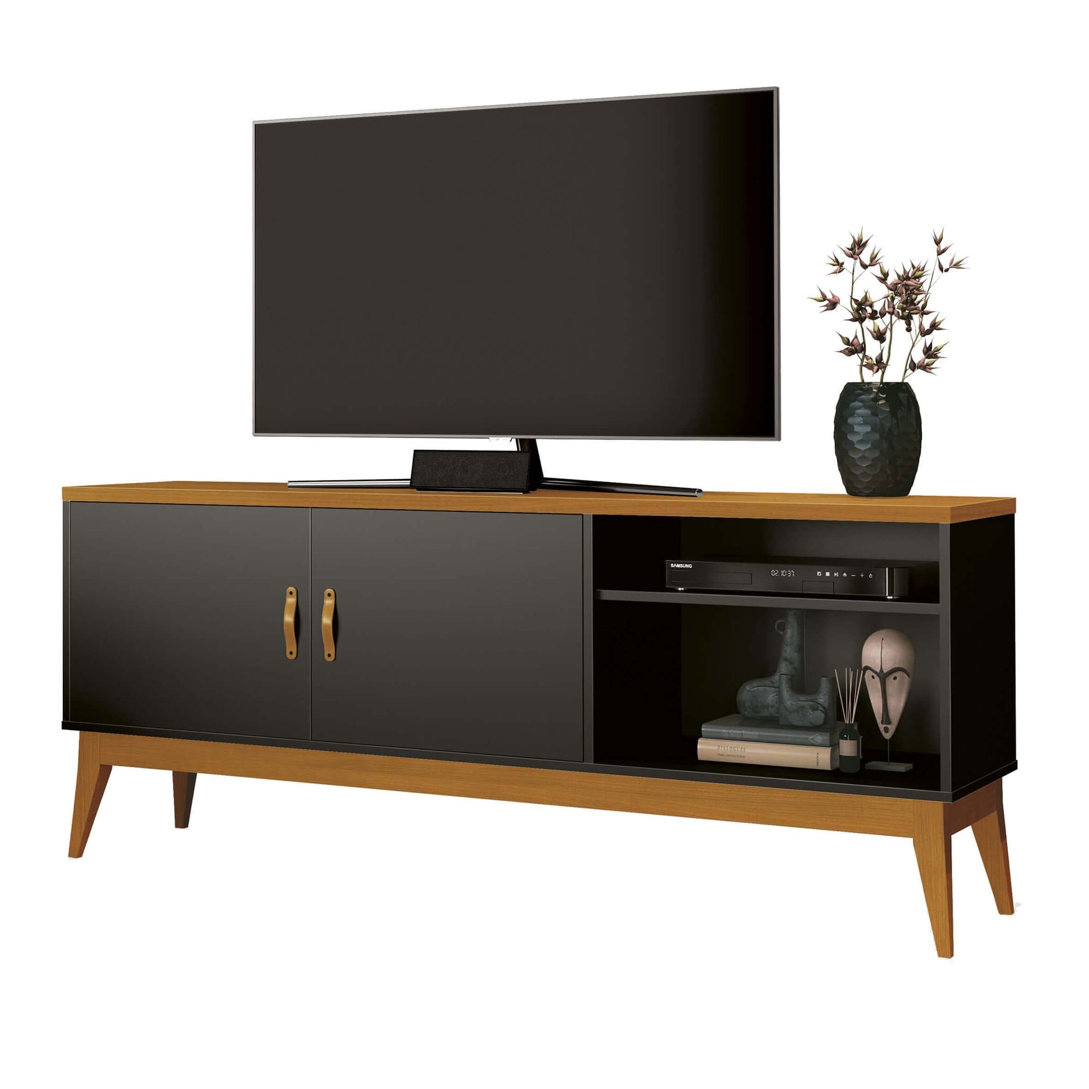 Rack Star para Tv até 60 Polegadas 2 Portas Edn Cor Preto Cedro ...