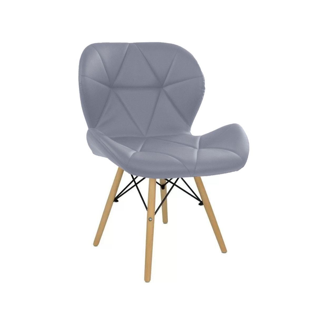 Cadeira Estofada Eiffel Slim Wood Pés de Madeira Cinza | MadeiraMadeira