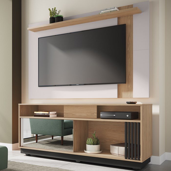 Rack Caioba e Painel Leme Para TV 70 Polegadas Freijo Preto CLB ...