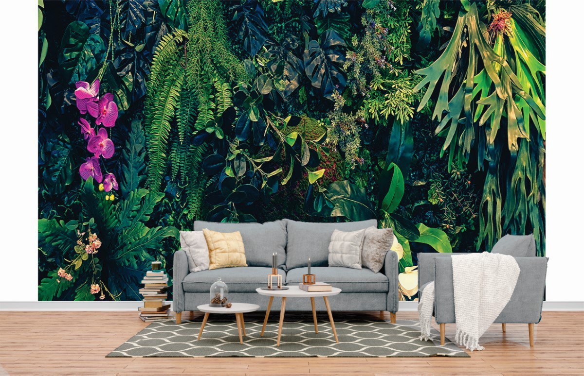 Papel de Parede 3D Painel 4M Folha Flores tropical Vivo Jadim Realista ...