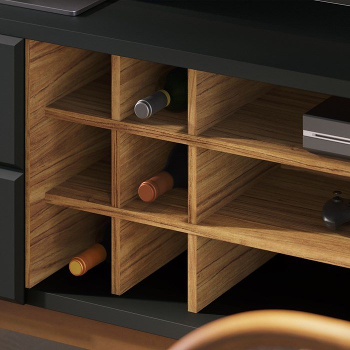 Painel TV 70 Polegadas Leme E Rack 2 Portas Noronha Preto Noce Milano ...