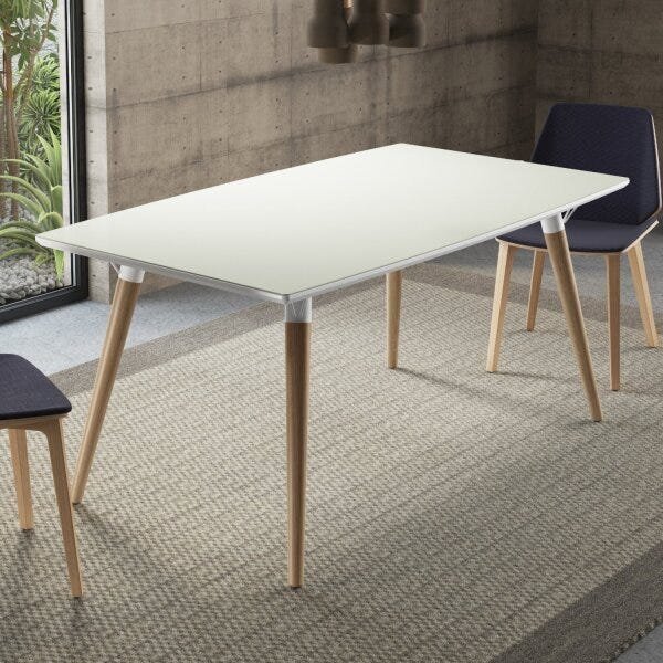 Mesa de Jantar Retangular Tampo com Vidro Valentinna Retrô Artesano ...