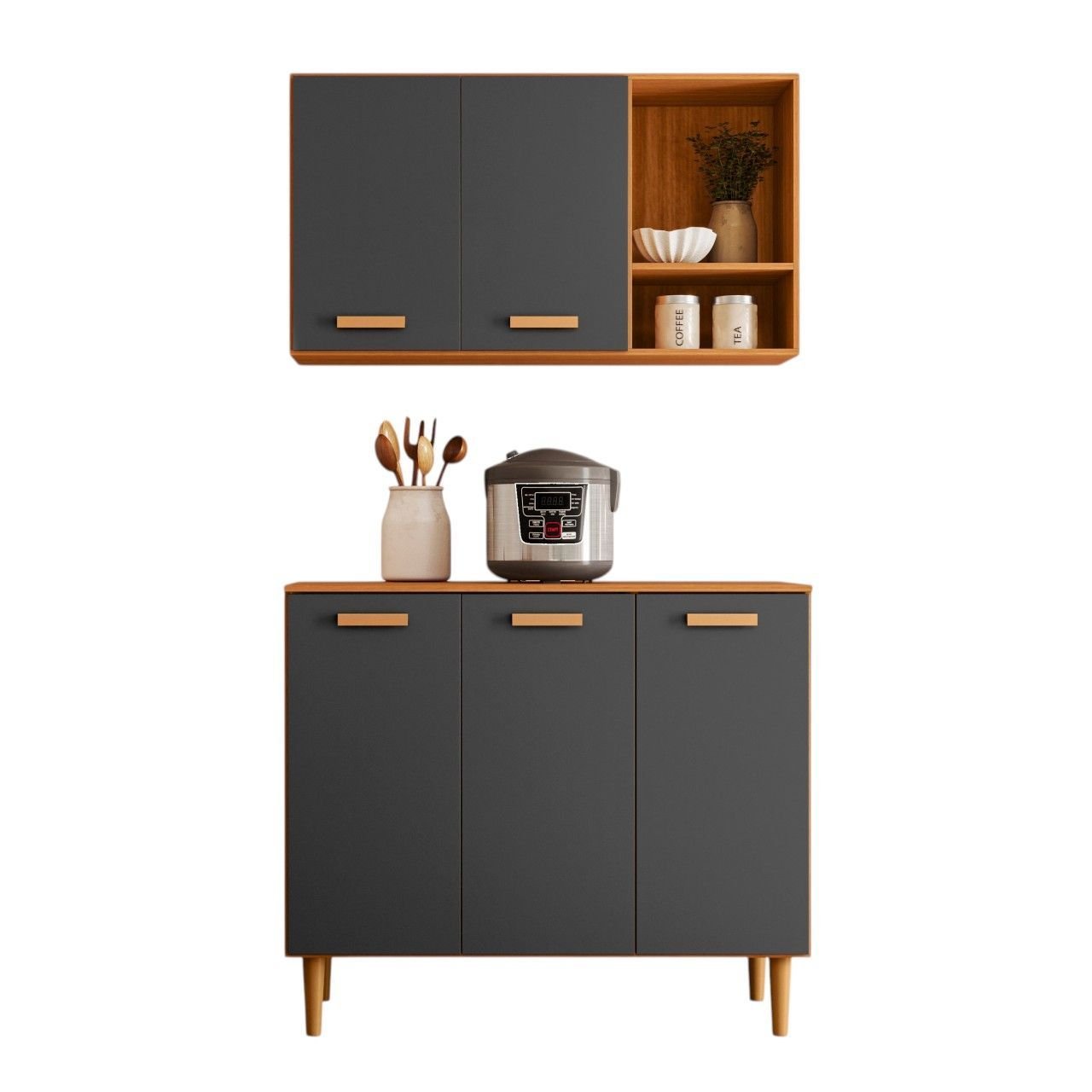 Kit Cozinha Compacta Susi 5 Portas Multiuso Armário Aéreo Balcão com ...